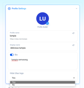 Pengaturan Profile Settings di Utas